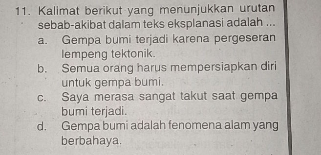 11 Kalimat berikut yang menunjukkan urutan | StudyX
