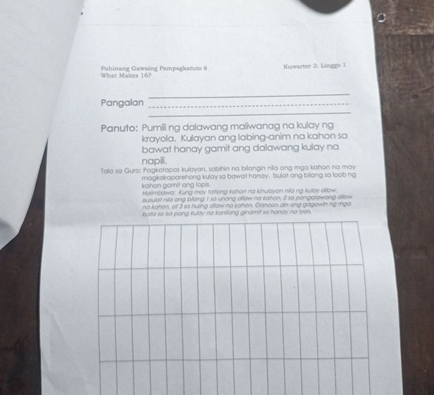 Pahinang Gawaing Pampagkatuto 8 What Makes | StudyX