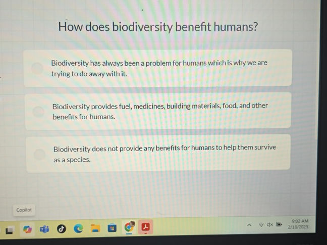 How does biodiversity benefit humans | StudyX