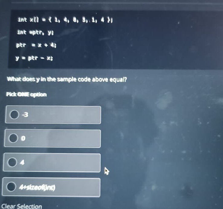int x = 1 4 8 8 1 4 int ptr y ptr = x + 4 y | StudyX