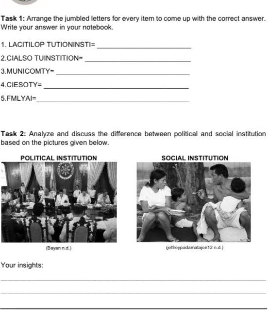 Task 1: Arrange the jumbled letters for | StudyX