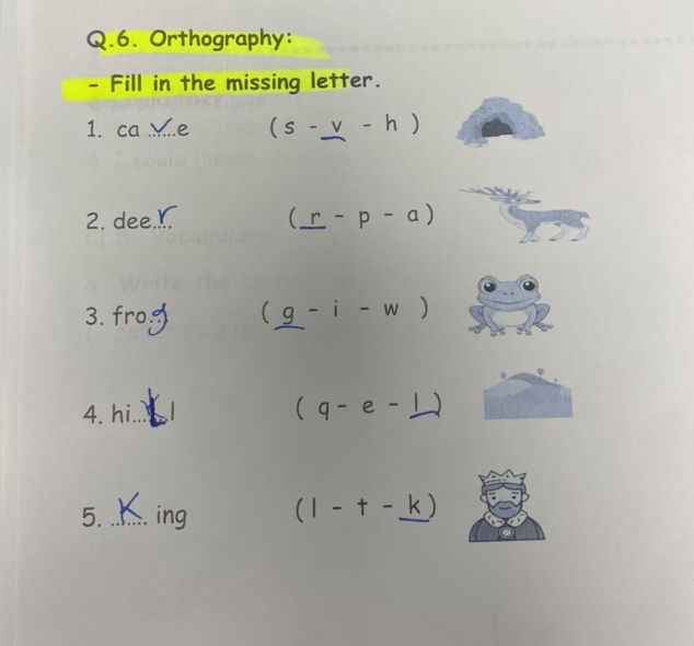 Q6 Orthography - Fill in the missing letter | StudyX