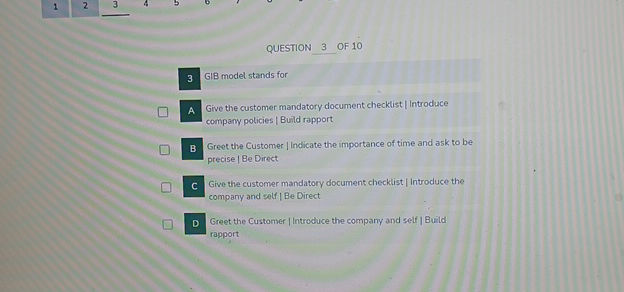 QUESTION 3 OF 10 3 GIB model stands for A