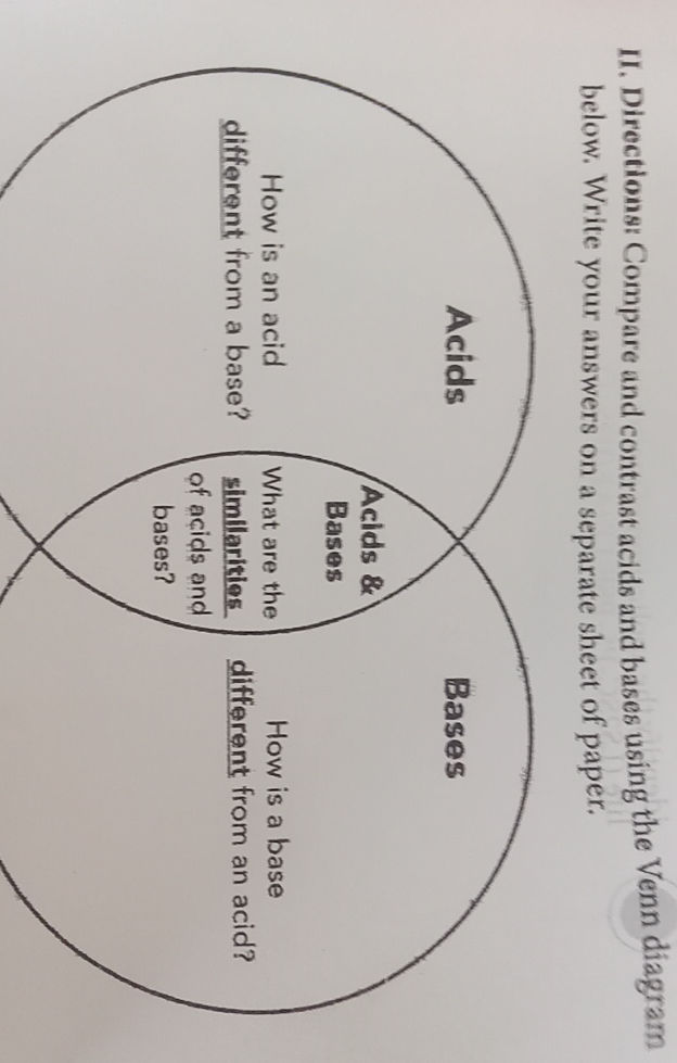 Acids How is an acid different from a base? | StudyX