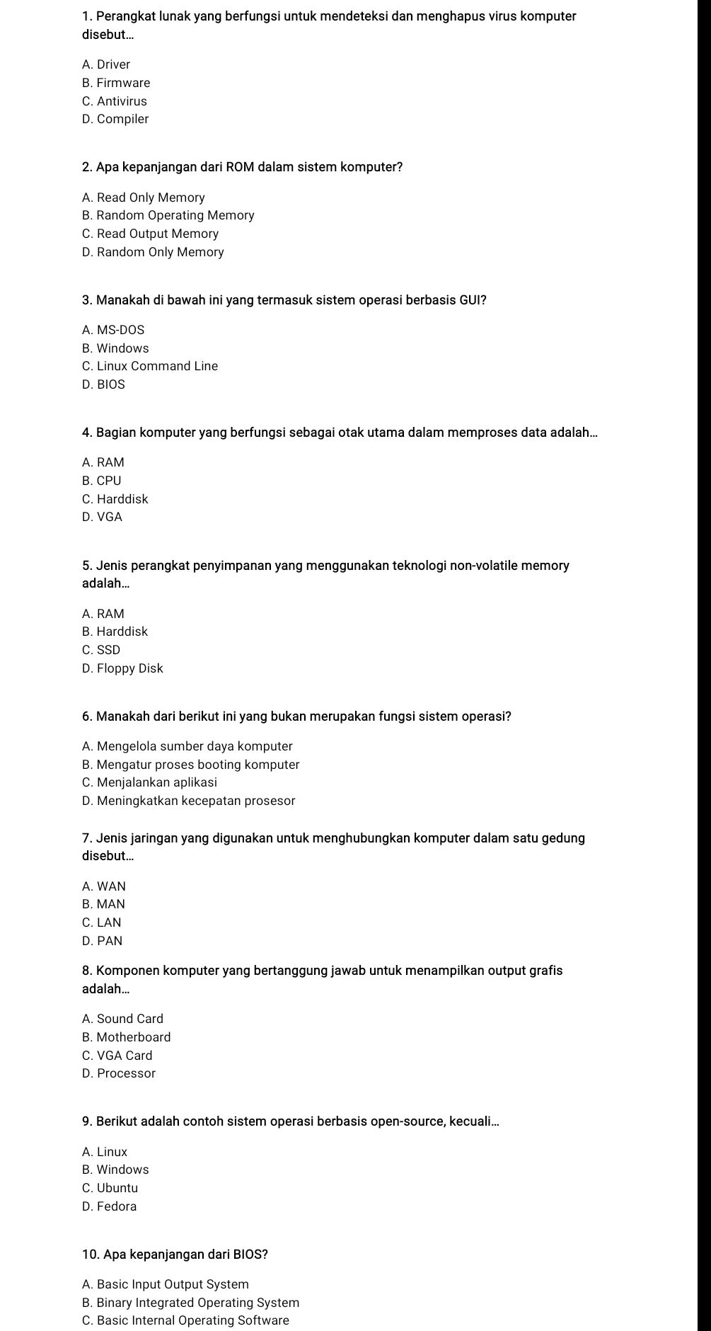 1. Perangkat lunak yang berfungsi untuk | StudyX