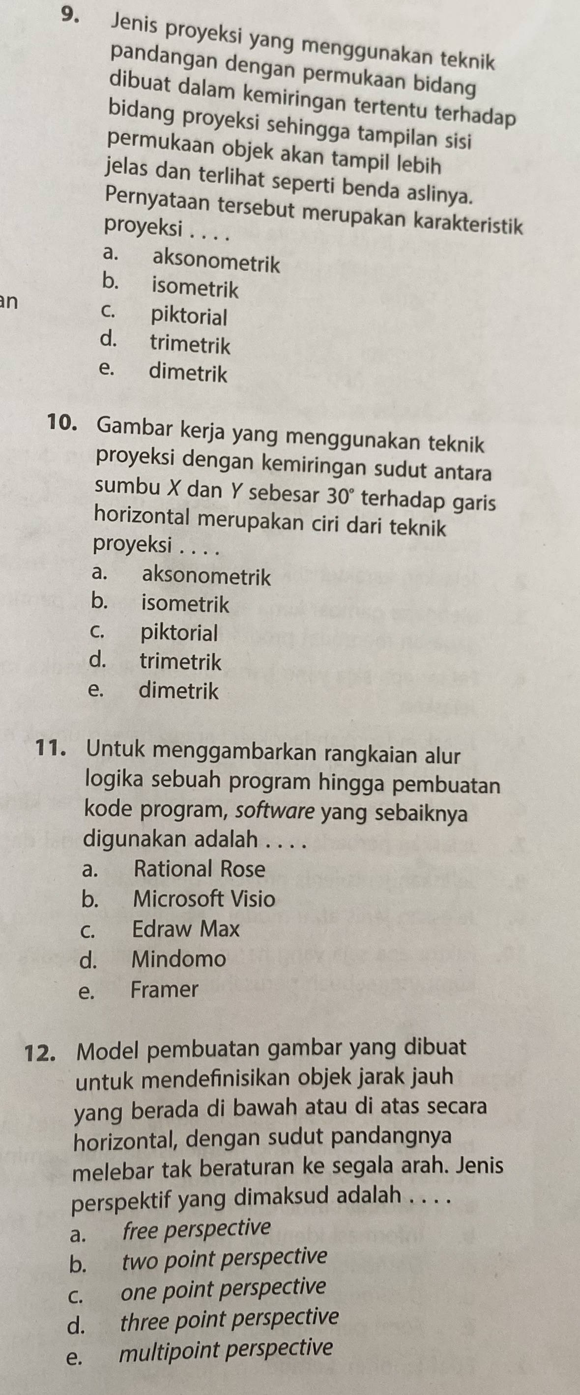 9. Jenis proyeksi yang menggunakan teknik | StudyX