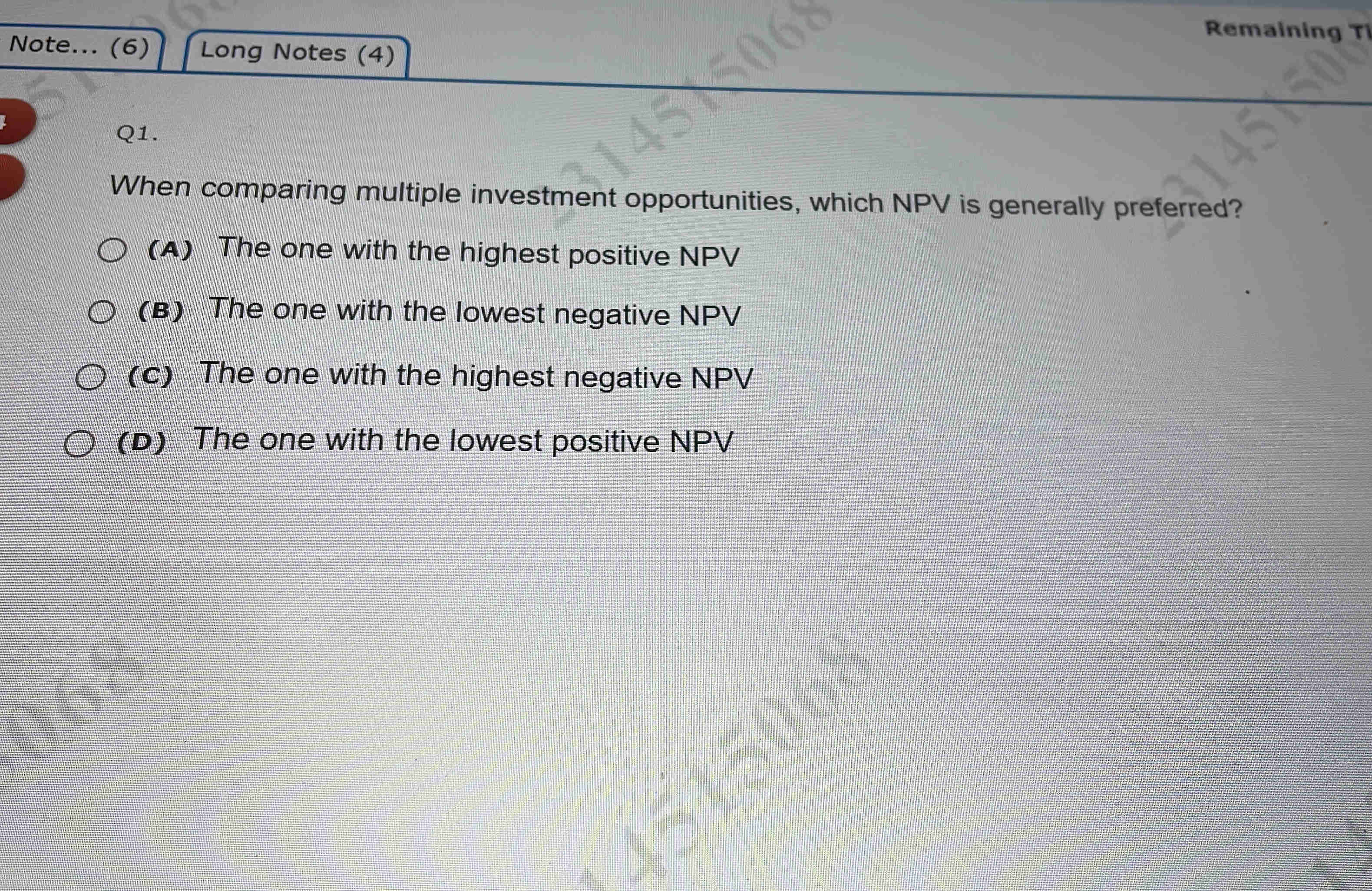 When comparing multiple investment | StudyX