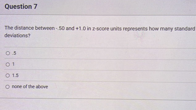 The distance between -050 and +10 in z-score | StudyX