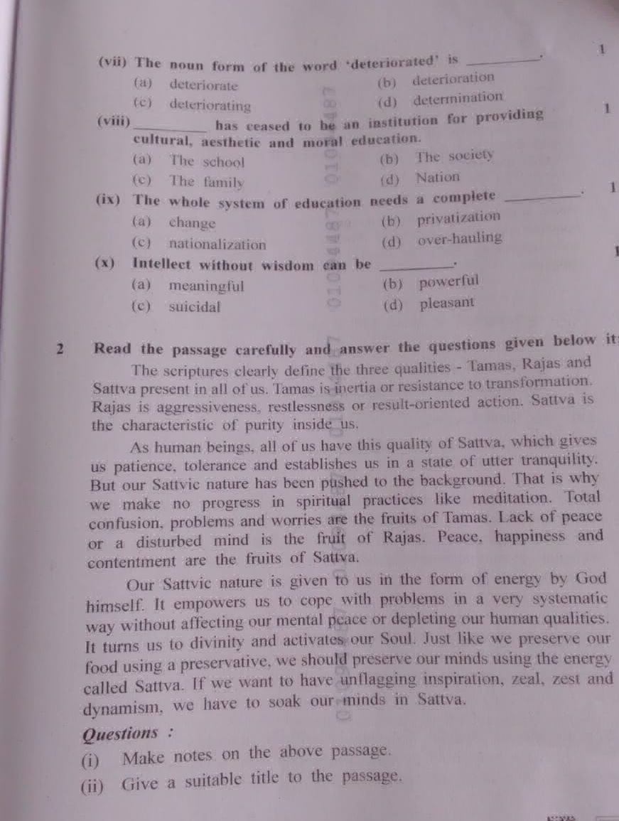 (vii) The noun form of the word | StudyX