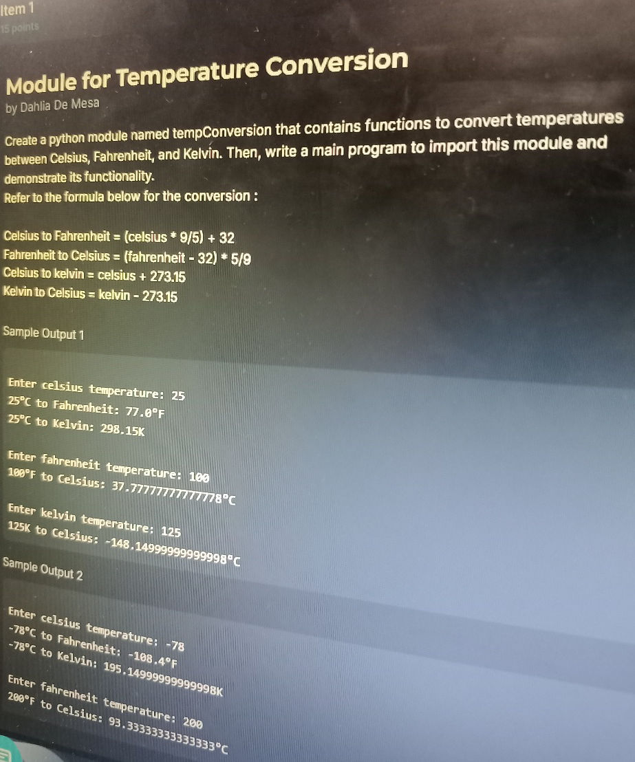 Create a python module named tempConversion | StudyX