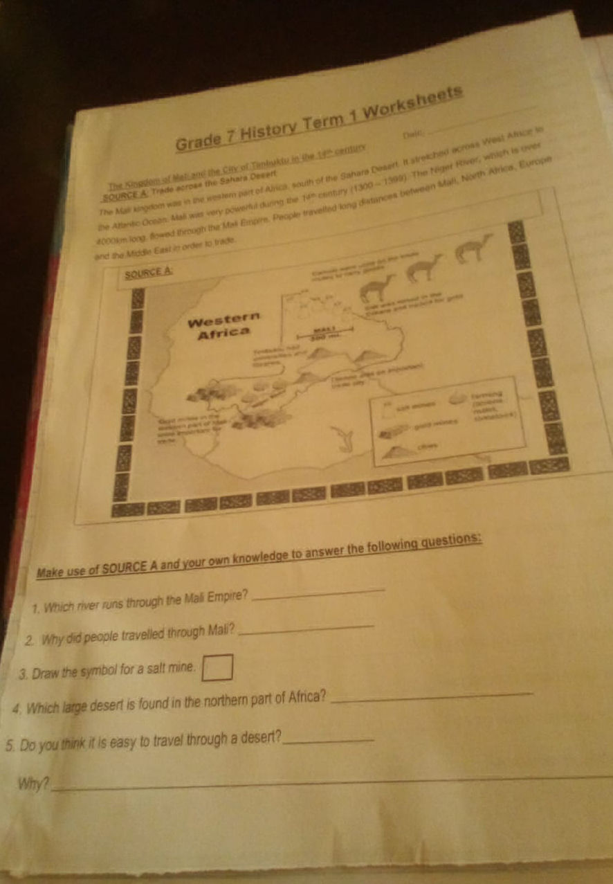 Grade 7 History Term 1 Worksheets The | StudyX