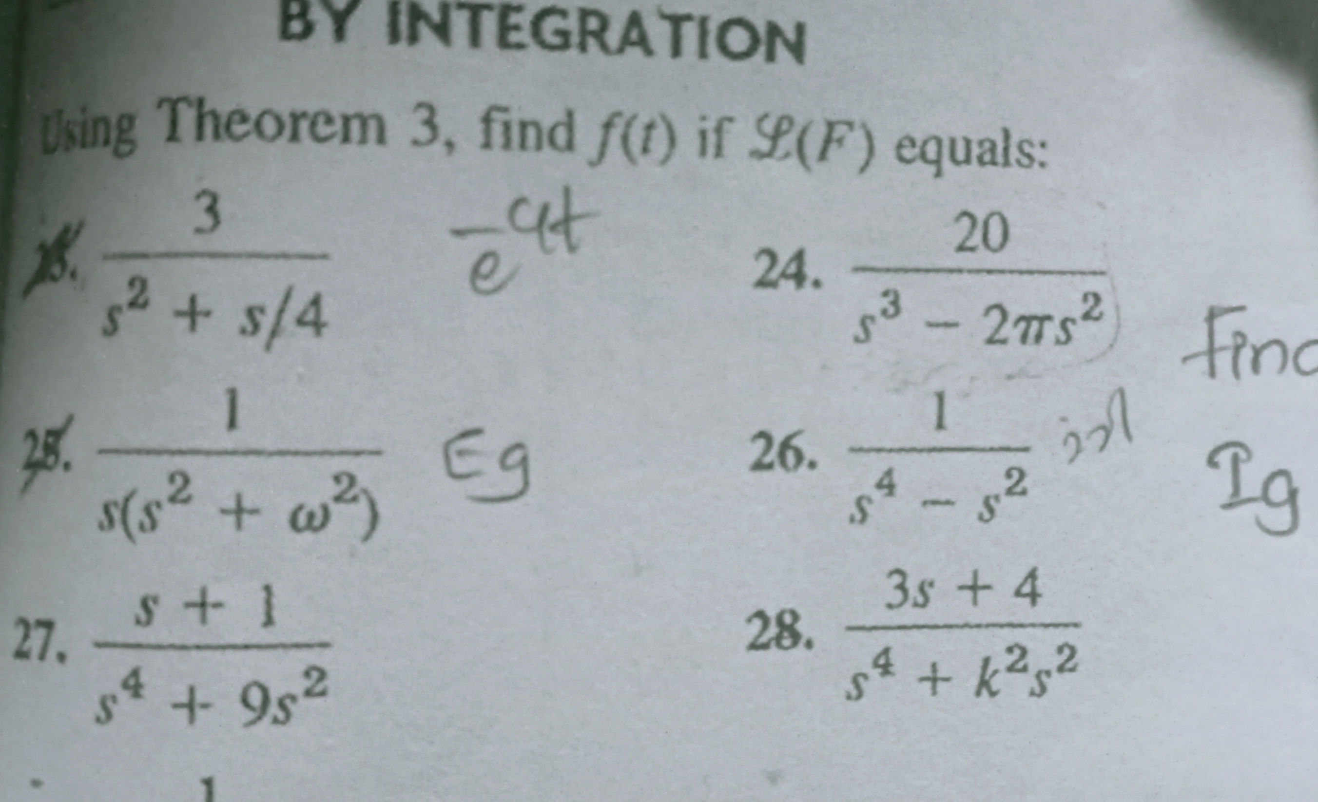 Using Theorem 3 find f(t) if LF equals 24 | StudyX
