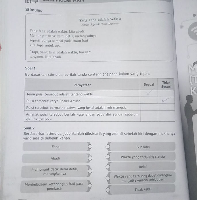 Soal 1 Berdasarkan stimulus berilah tanda | StudyX