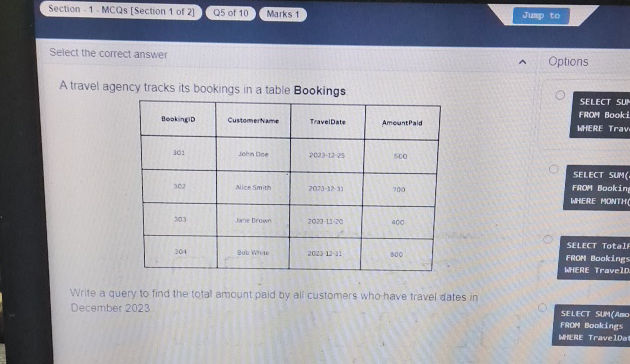 A travel agency tracks its bookings in a | StudyX