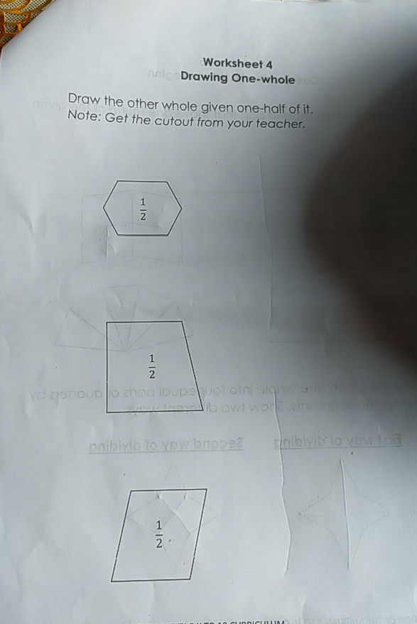 Worksheet 4 Drawing One-whole Draw the other | StudyX