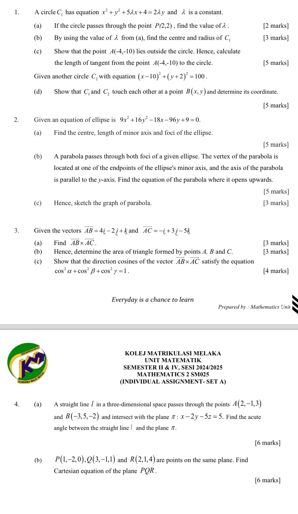1. A circle $C_1$ has equation $x^2 + y^2 + | StudyX