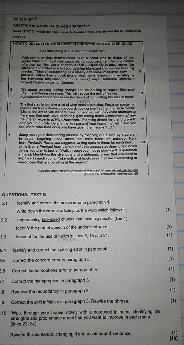 51 Identify and correct the article error in | StudyX