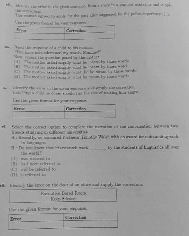 viii Identify the error in the given | StudyX