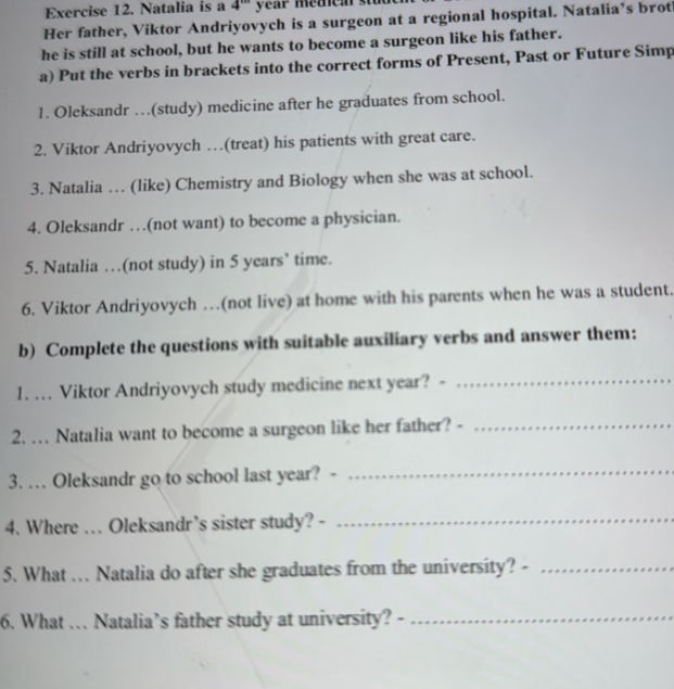 Exercise 12. Natalia is a 4th year medical | StudyX