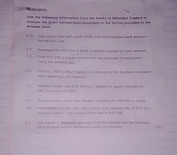 REQUIRED Use the following information from | StudyX