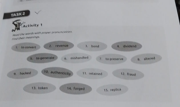 TASK 2 Activity 1 Match the words with | StudyX