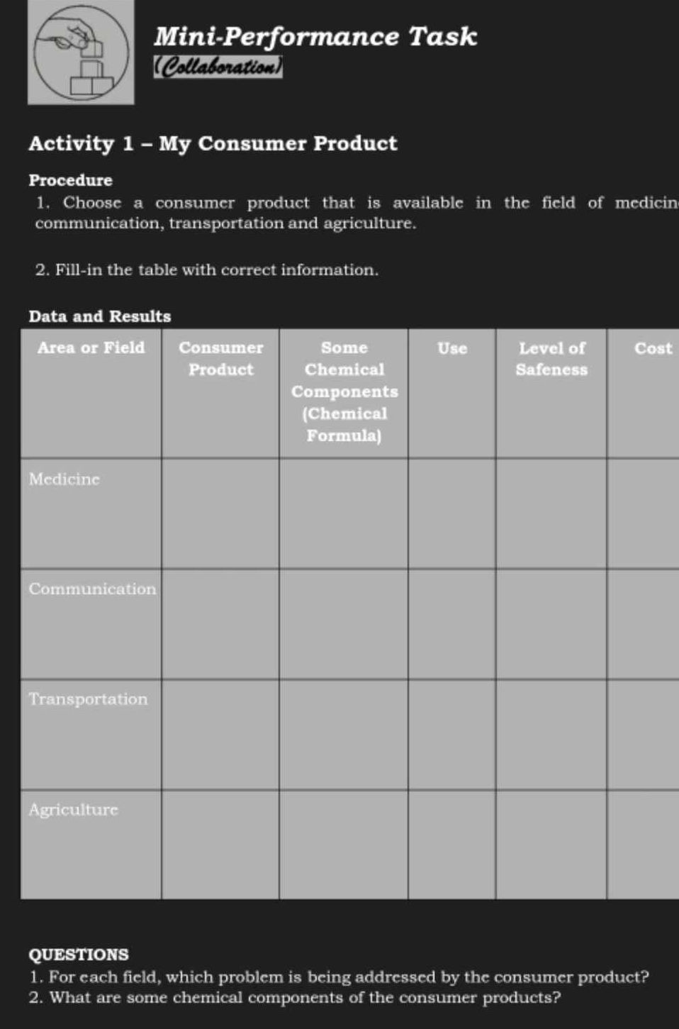 Mini-Performance Task (Collaboration) | StudyX
