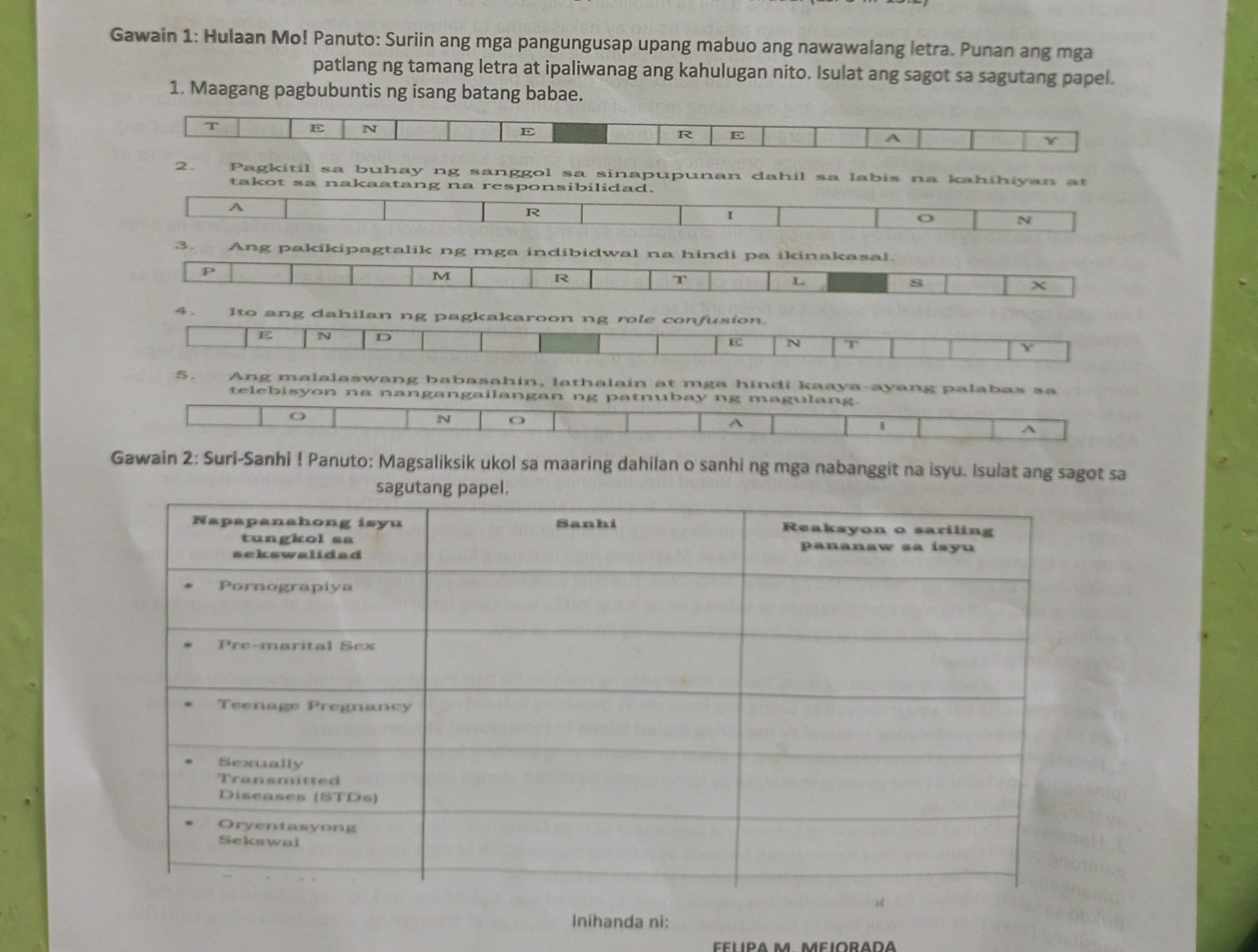 Gawain 1 Hulaan Mo Panuto Suriin ang mga | StudyX