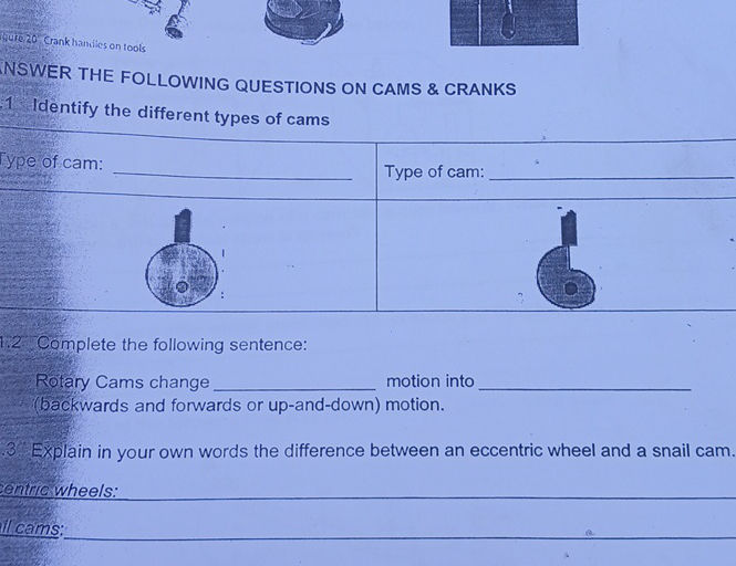 1.1 Identify the different types of cams | StudyX