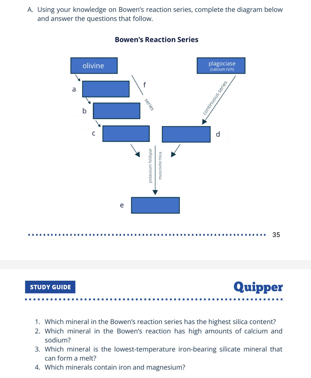 1 Which mineral in the Bowens reaction | StudyX