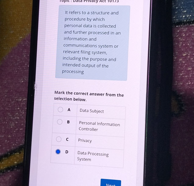 Topic Data Privacy Act 101/3 It refers to a | StudyX