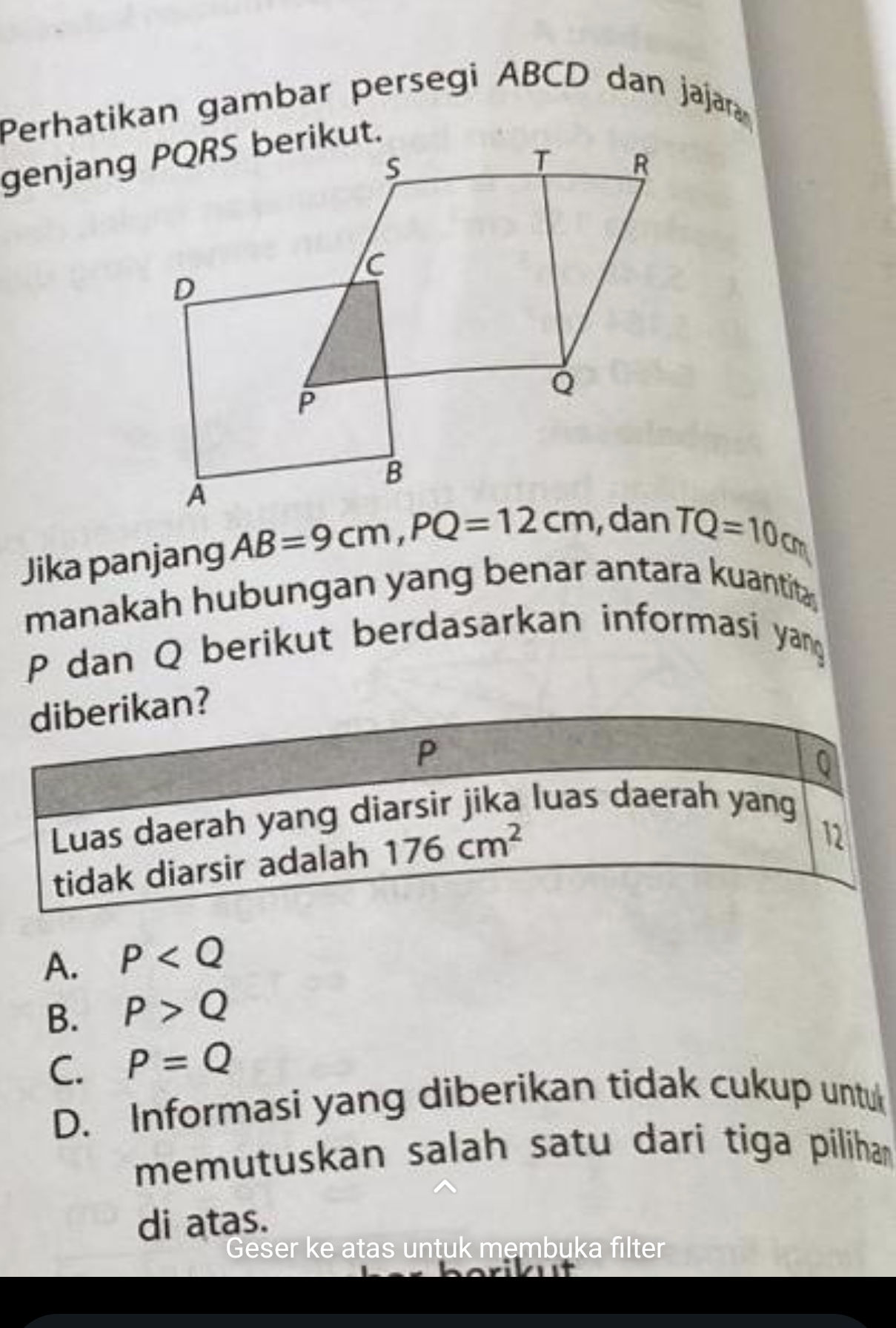 Perhatikan gambar persegi ABCD dan jajaran | StudyX