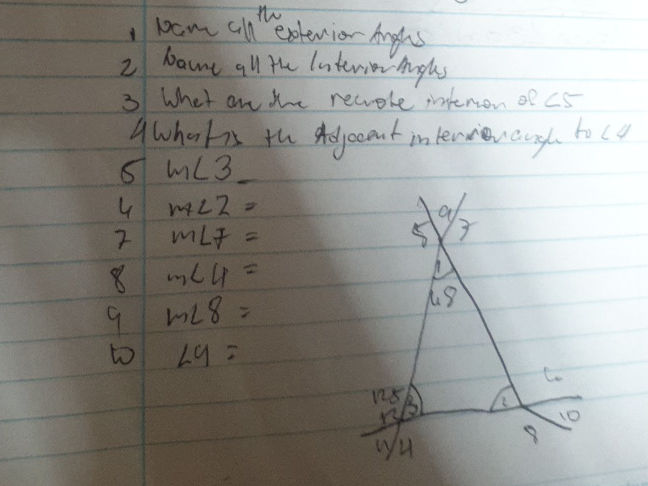 1 Name all exterior angles 2 Name all the | StudyX