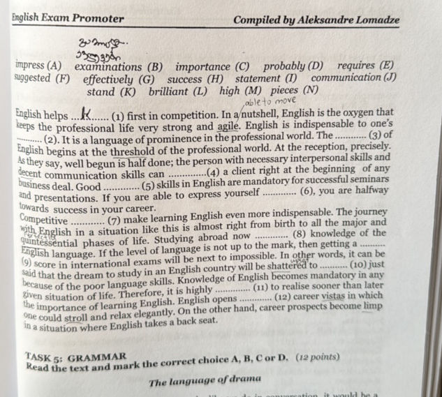 English Exam Promoter Compiled by Aleksandre