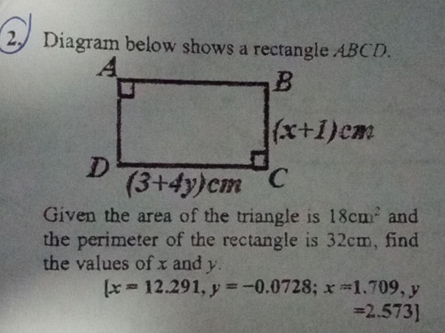 Diagram below shows a rectangle ABCD. Given | StudyX