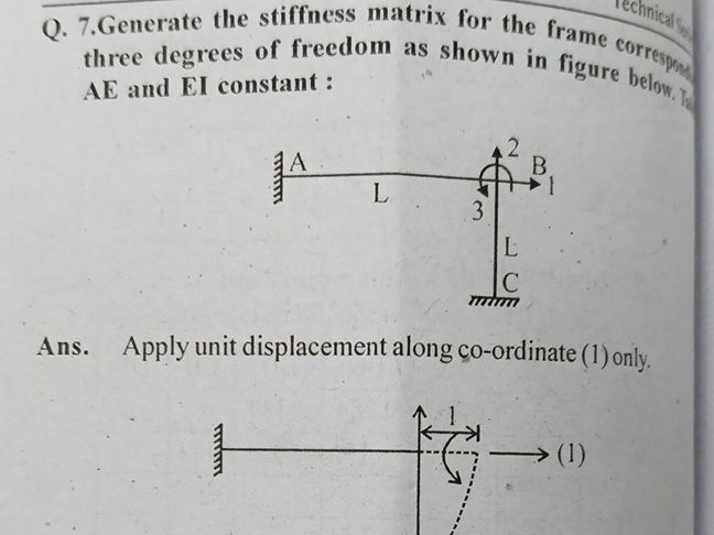Q. 7. Generate the stiffness matrix for the | StudyX
