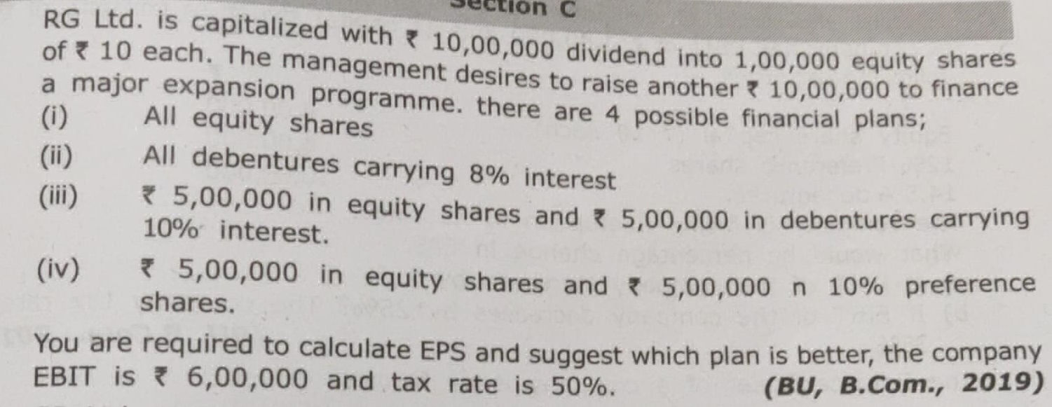 RG Ltd. is capitalized with ₹ 10,00,000 | StudyX