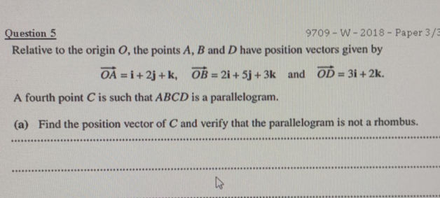 Relative to the origin O, the points A, B | StudyX