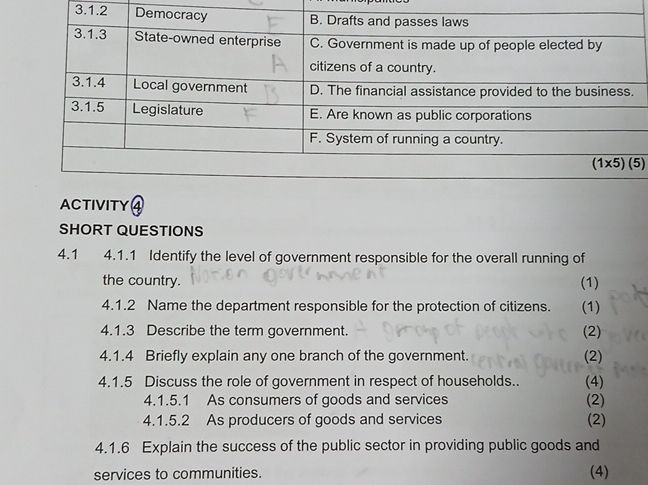 4.1.1 Identify the level of government | StudyX