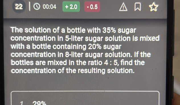 The solution of a bottle with 35 sugar
