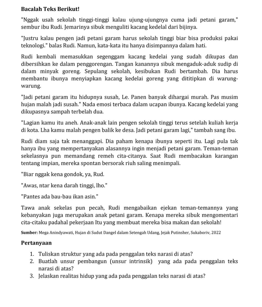 1 Tuliskan struktur yang ada pada penggalan | StudyX