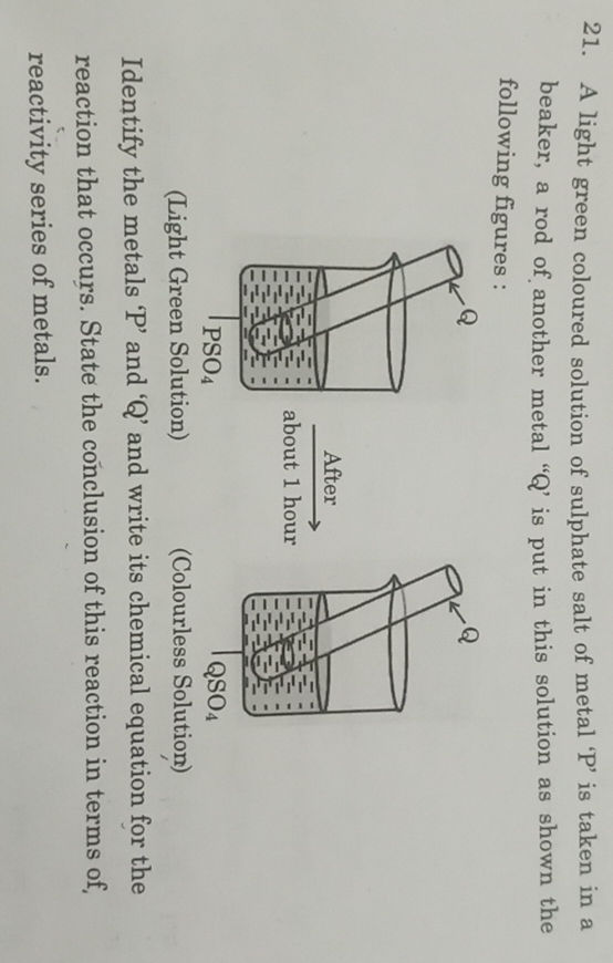 21 A light green coloured solution of | StudyX