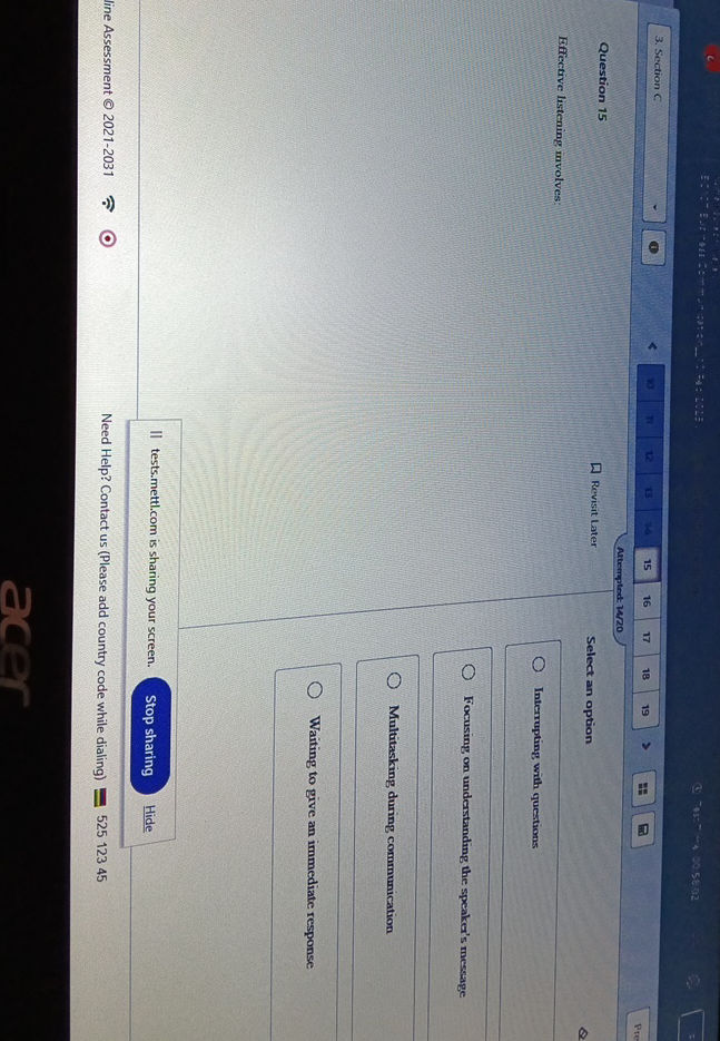 Effective listening involves Interrupting | StudyX