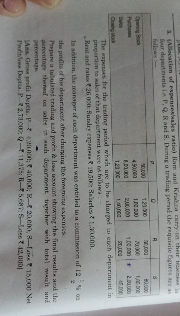 3. (Allocation of expenses/sales ratio) Ram | StudyX