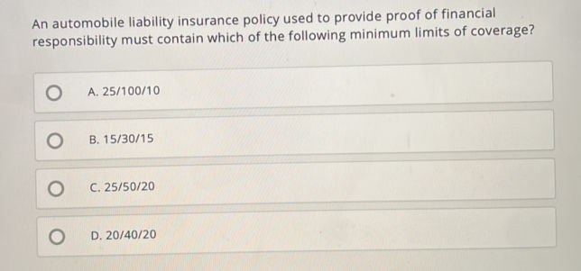 An automobile liability insurance policy | StudyX