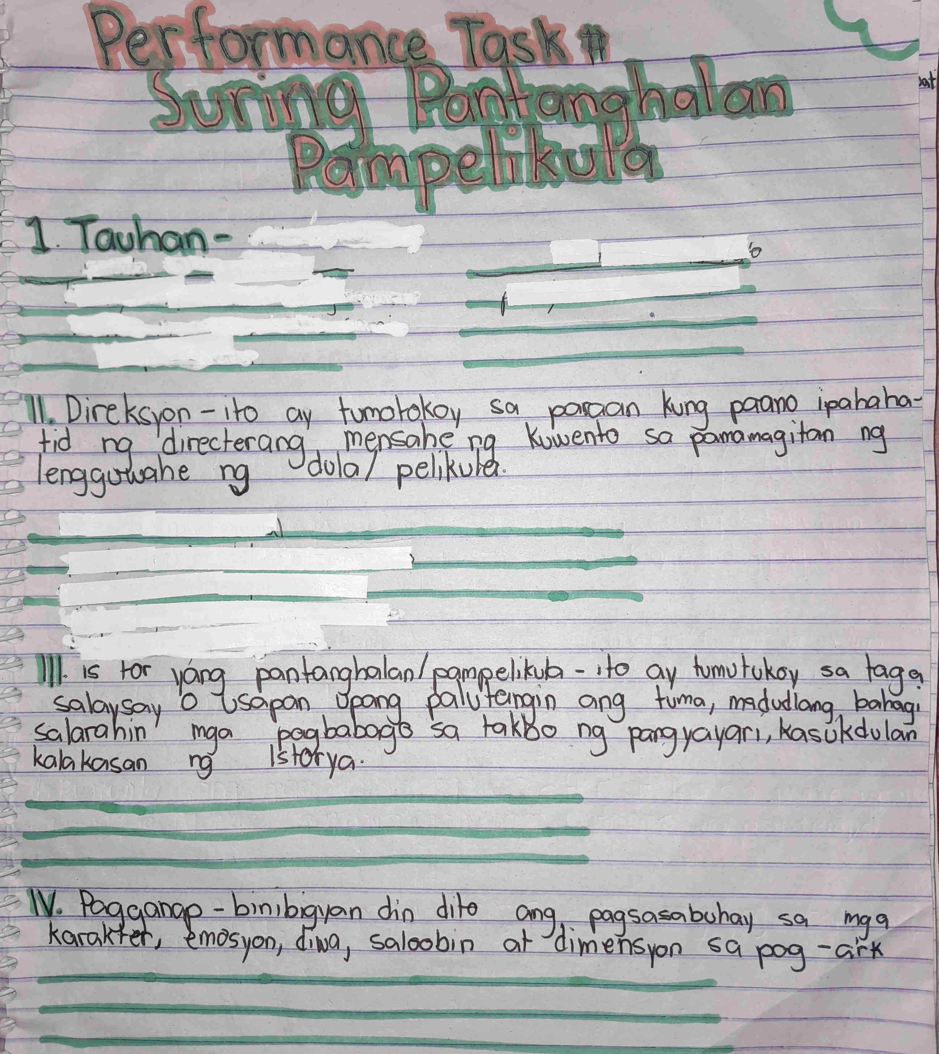 Performance Task Suring Pantanghalan | StudyX