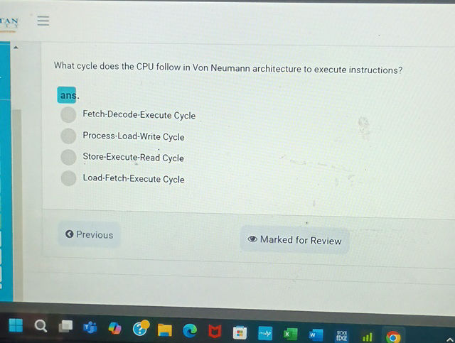 What cycle does the CPU follow in Von | StudyX