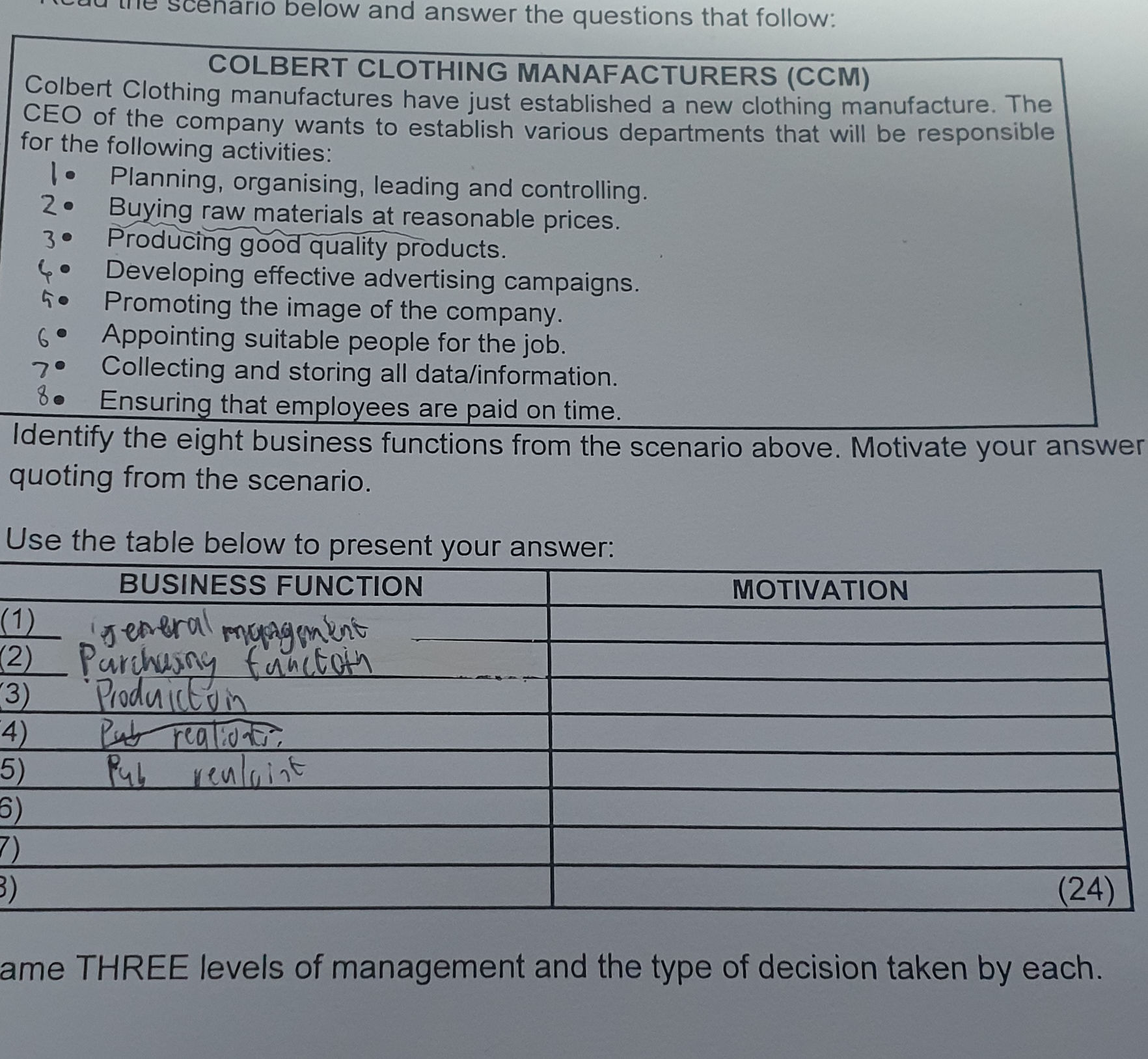 Identify the eight business functions from | StudyX