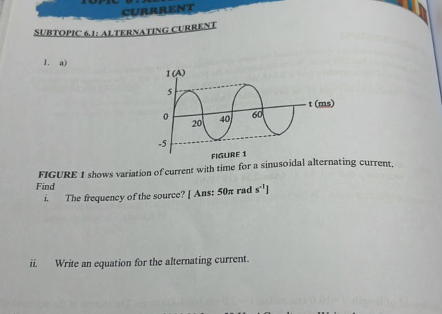FIGURE 1 shows variation of current with | StudyX