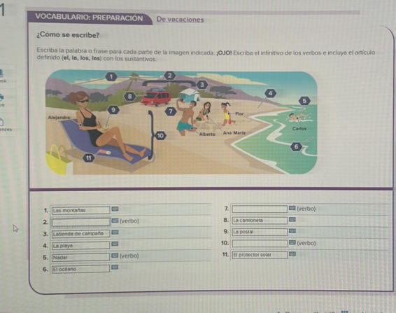 VOCABULARIO PREPARACIN De vacaciones Cmo se | StudyX