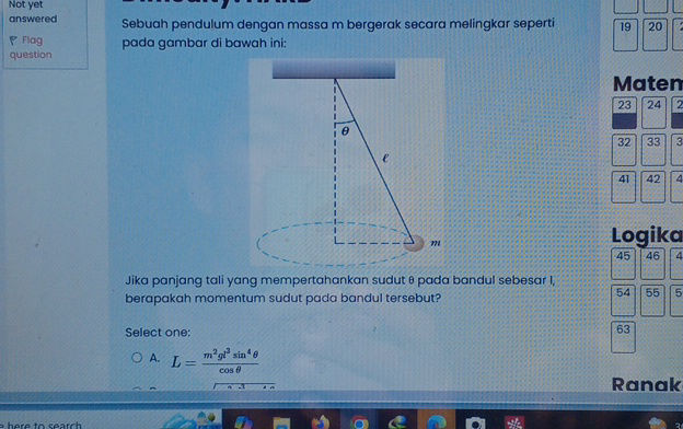 Sebuah pendulum dengan massa m bergerak | StudyX